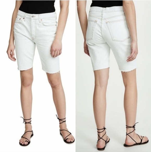 Re/Done | Shorts | Redone The 8s Long Short Raw Hem Bleach White Denim ...